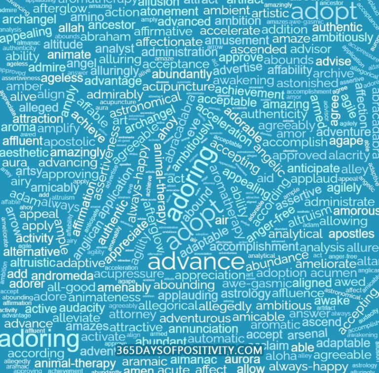 A Huge List of 200+ Cool & Positive Words Starting With A - Positive A ...